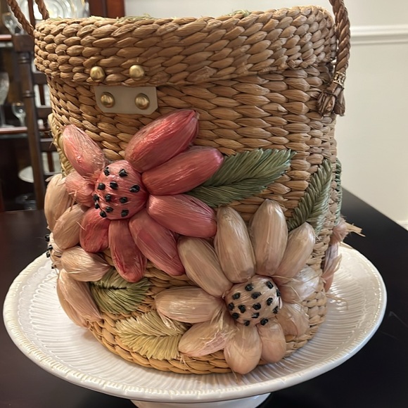 Bags | Vintage Flower Straw Basket Purse | Poshmark